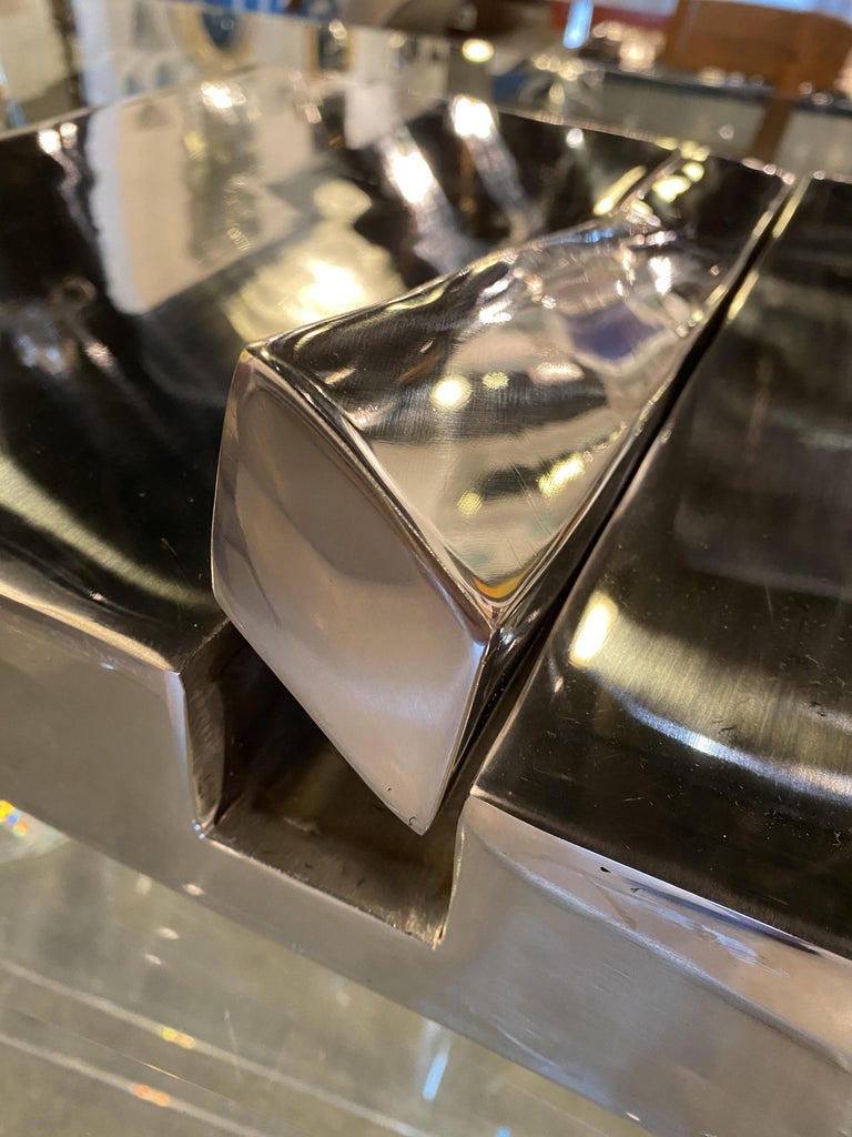 Virginio Ferrari French Modern Polished Steel Sculpture For Sale at 1stDibs