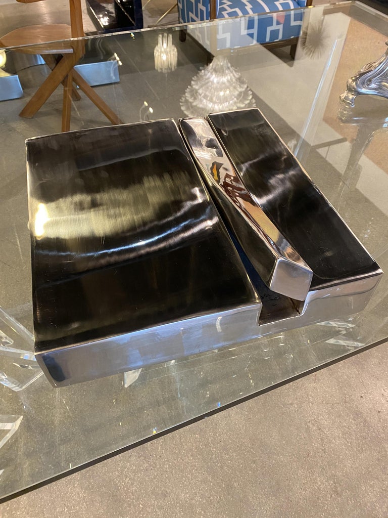 Virginio Ferrari French Modern Polished Steel Sculpture For Sale at 1stDibs