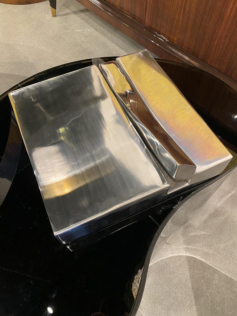 Virginio Ferrari French Modern Polished Steel Sculpture For Sale at 1stDibs