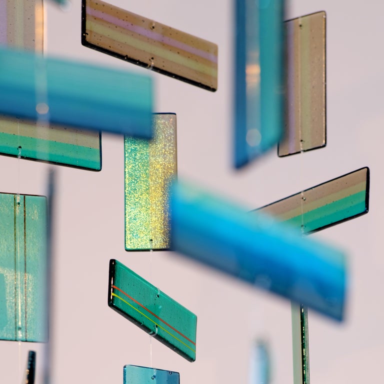 Viridian, a Unique Green, Amber and Aqua Glass Hanging Sculpture by Amy ...