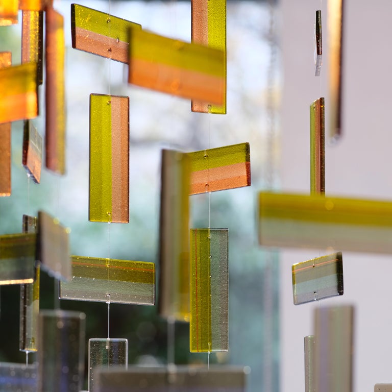 Viridian, a Unique Green, Amber and Aqua Glass Hanging Sculpture by Amy ...
