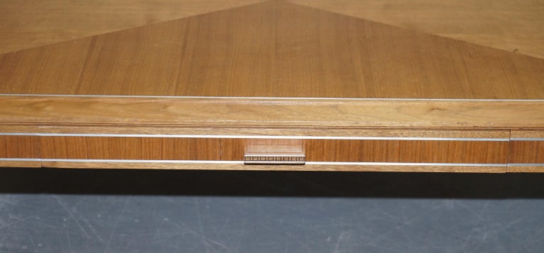 Viscount David Linley Sycamore Walnut with Chrome Inlay Coffee Table ...