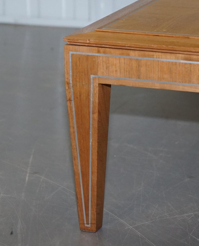 Viscount David Linley Sycamore Walnut with Chrome Inlay Coffee Table ...