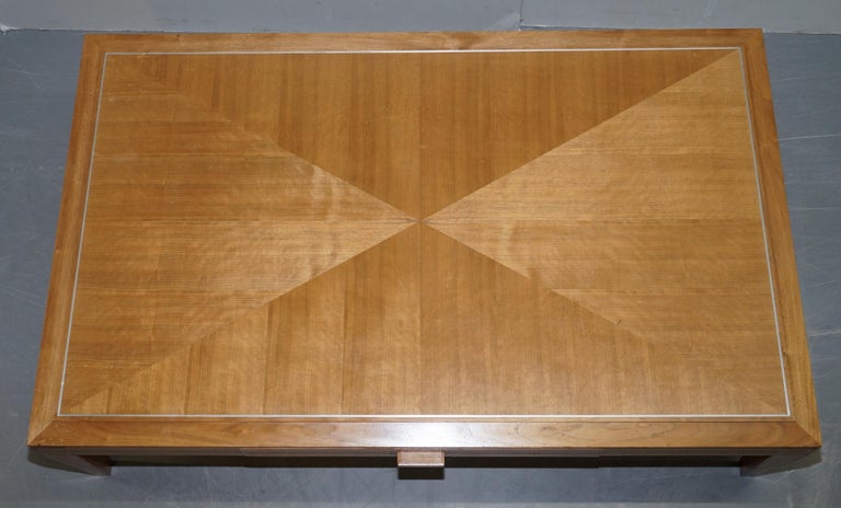 Viscount David Linley Sycamore Walnut with Chrome Inlay Coffee Table ...