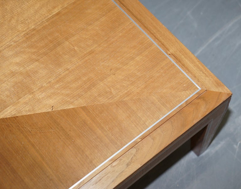 Viscount David Linley Sycamore Walnut with Chrome Inlay Coffee Table ...