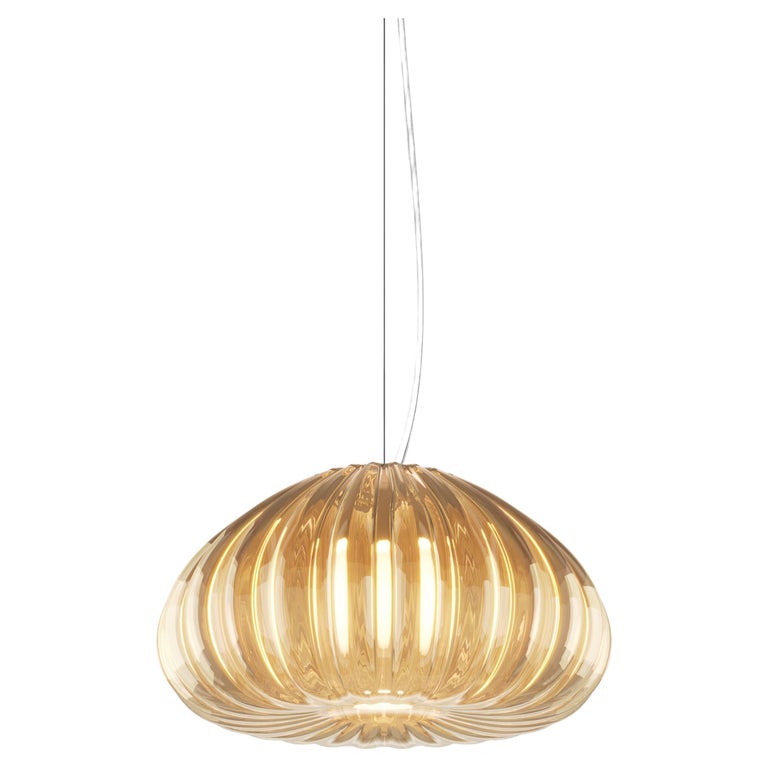 Vistosi Diamante Pendant Light in Amber Glass Finish by Barbara ...