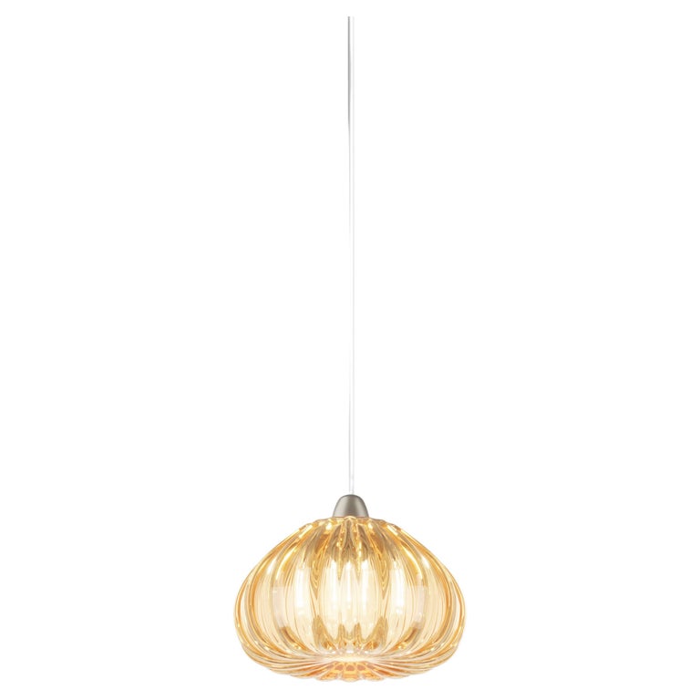 Vistosi Diamante Pendant Light P in Amber Glass Finish by Barbara ...
