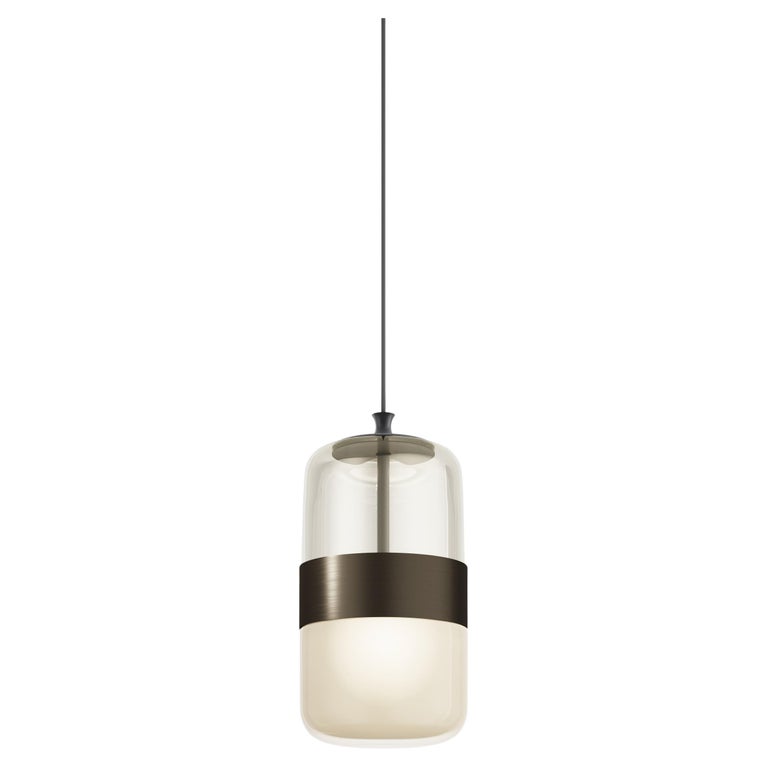 Vistosi Futura M Pendant Light in Amber Brass and Matt Black Frame by ...