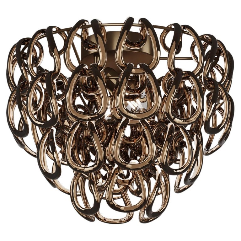 Vistosi Giogali PL 40 Flush Mount in Crystal Bronze with Matt Bronze ...