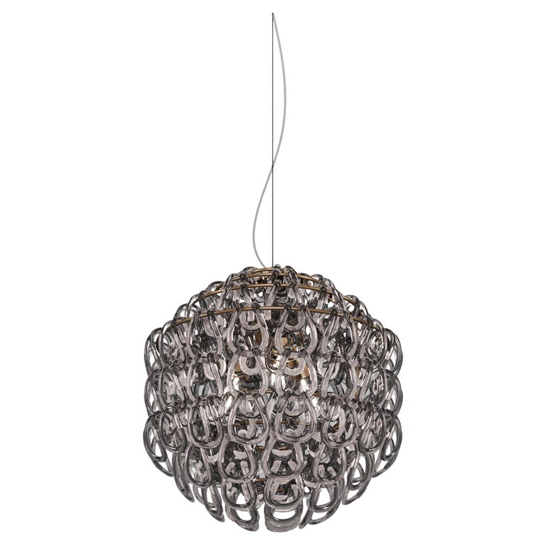 Vistosi Giogali SP 50 Pendant Light in Crystal Smoky with Matt Bronze ...