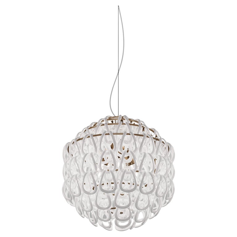 Vistosi Giogali SP 50 Pendant Light in White Glass with Matt Bronze ...