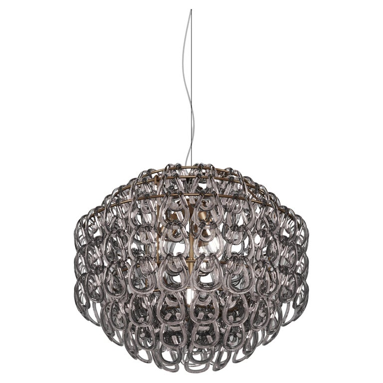 Vistosi Giogali SP 65 Pendant Light in Crystal Smoky with Matt Bronze ...