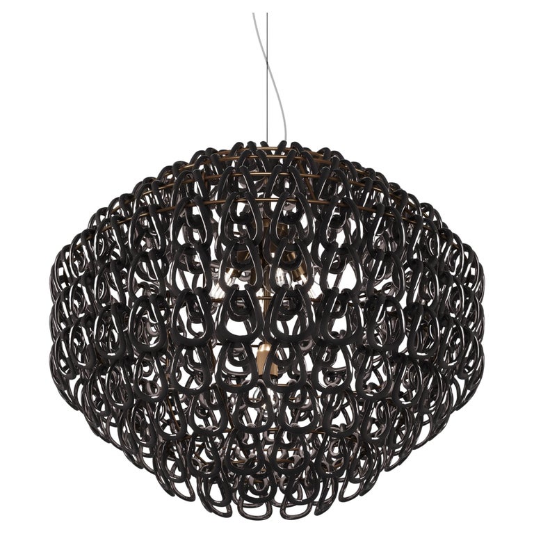 Vistosi Giogali SP 85 Pendant Light in Black Glass with Matt Bronze ...