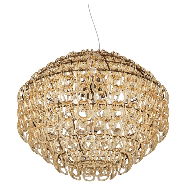 Vistosi Giogali SP 85 Pendant Light in Crystal Amber with Matt Bronze ...