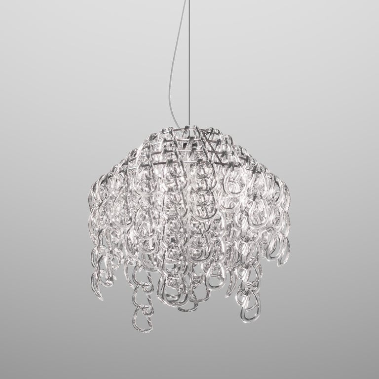 Vistosi Giogali SP JEL Pendant Light in Crystal Transparent w Matt ...