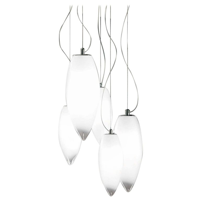 Vistosi Large LED Baco SP G Suspension Light in White Glass by Mauro ...