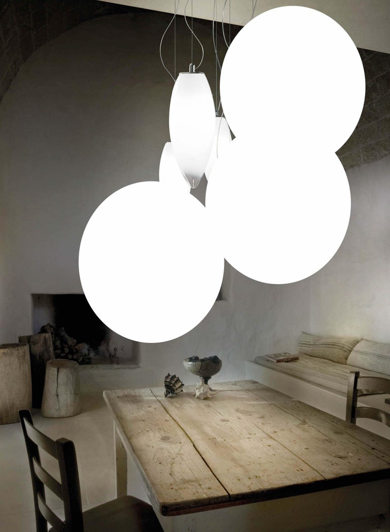 Vistosi Large LED Baco SP G Suspension Light in White Glass by Mauro ...