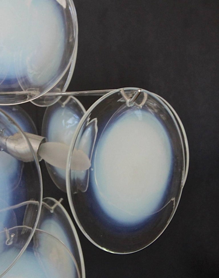 Vistosi Murano Clear and Opalescent Glass Disc Chandelier Pendant Light ...