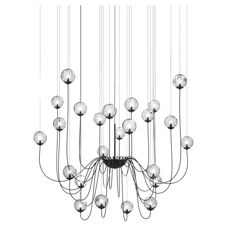 Vistosi Puppet Pendant Light 24P in Crystal Transparent with Matt Black ...
