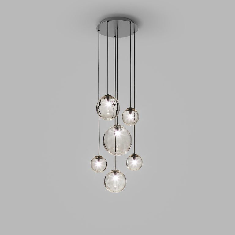 Vistosi Puppet SP R6 Pendant Light in Smoky Transparent with Glossy ...