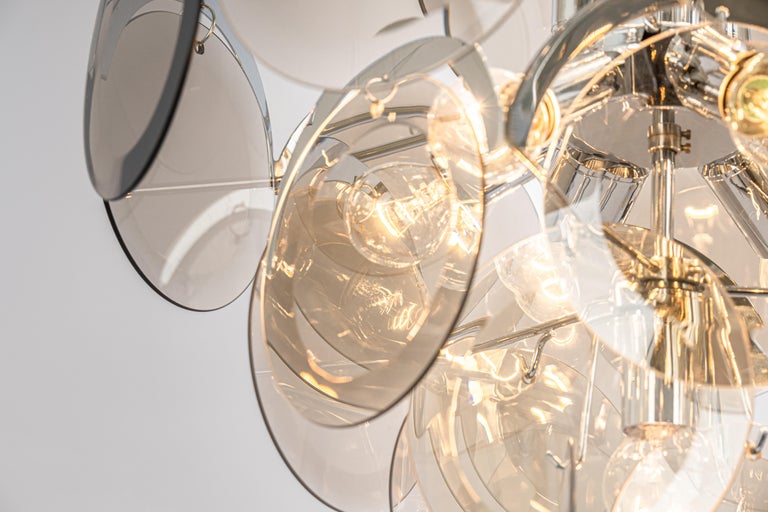 Vistosi Smoked Glass Disc Chrome Chandelier, Italy, 1970s For Sale at ...