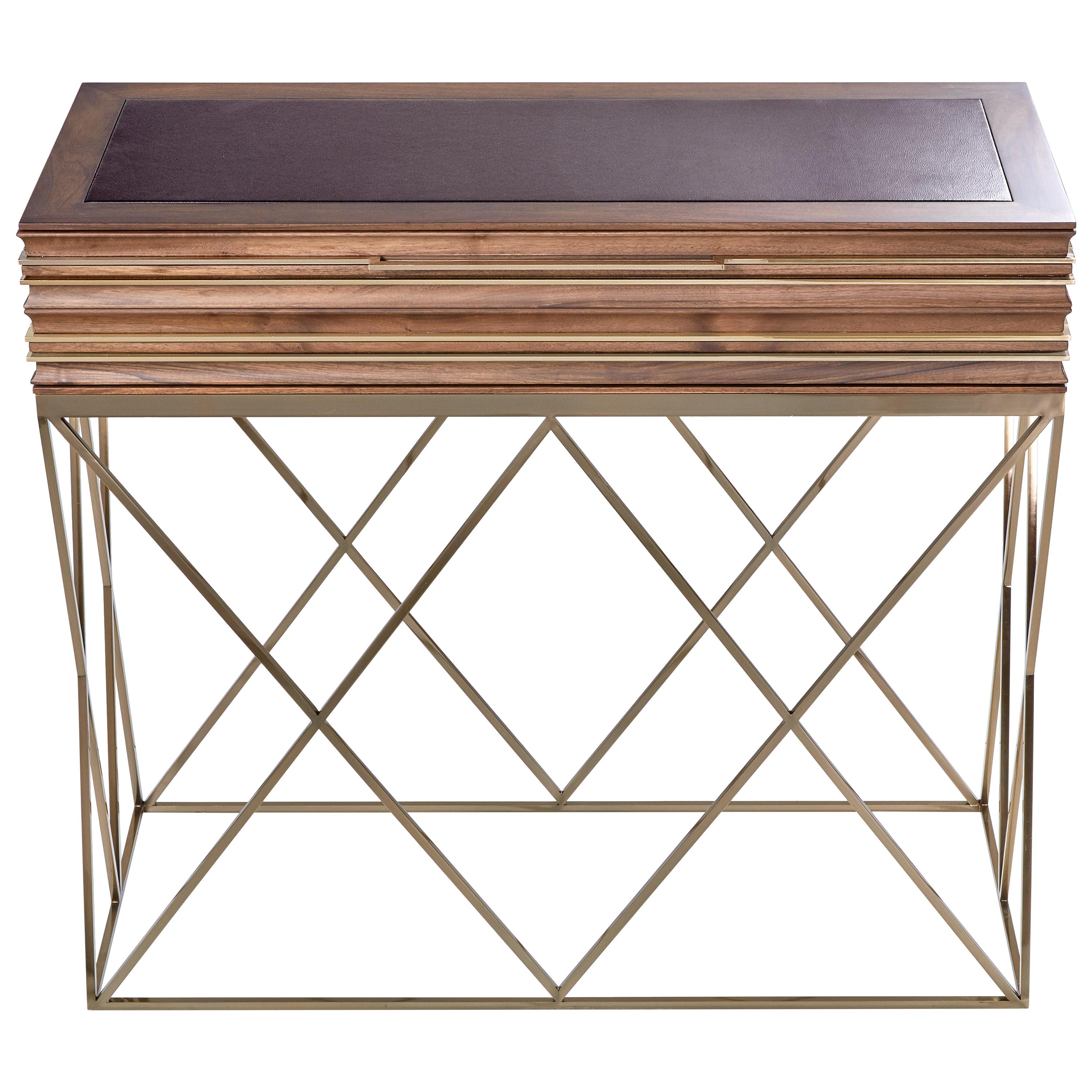 Branch Console in Bronze with Live Edge Wood Top Contemporary For Sale ...