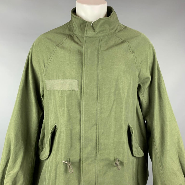 VISVIM Size M Green Wool / Linen Oversized Six-Five Fishtail Coat at ...