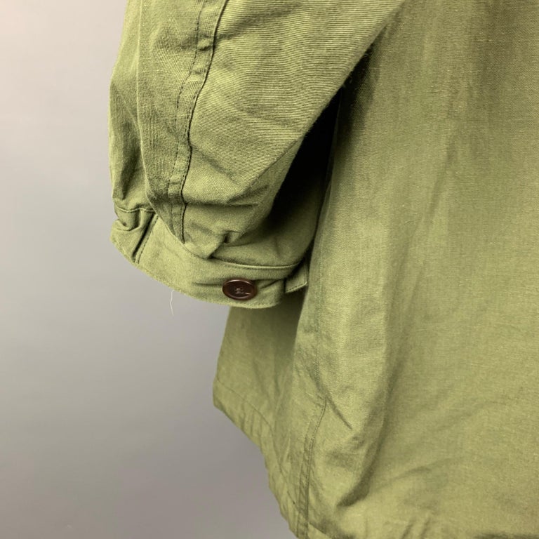 VISVIM Size M Green Wool / Linen Oversized Six-Five Fishtail Coat at ...