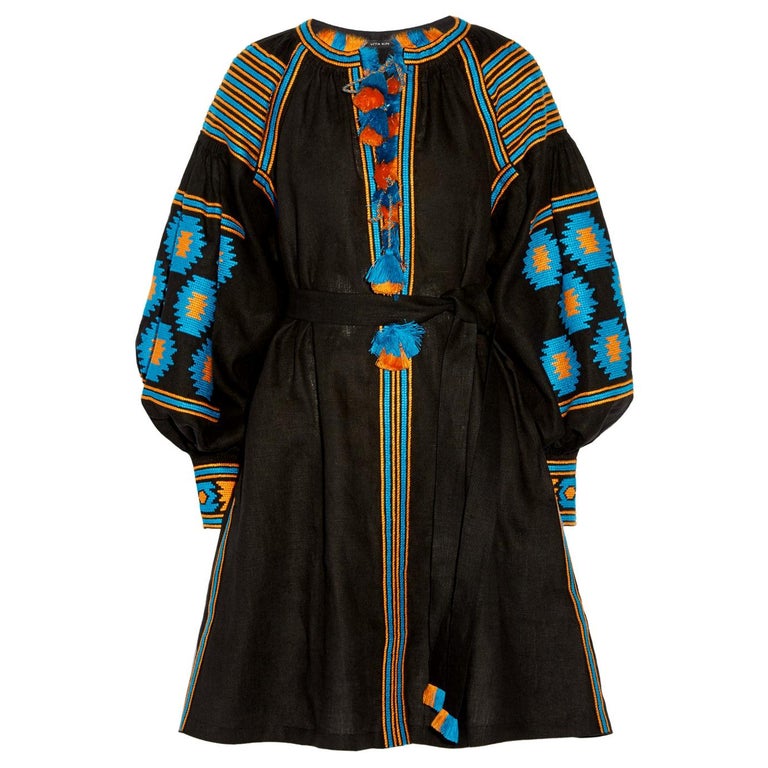 Vita Kin Embroidered Linen Mini Dress at 1stDibs | kin handbags