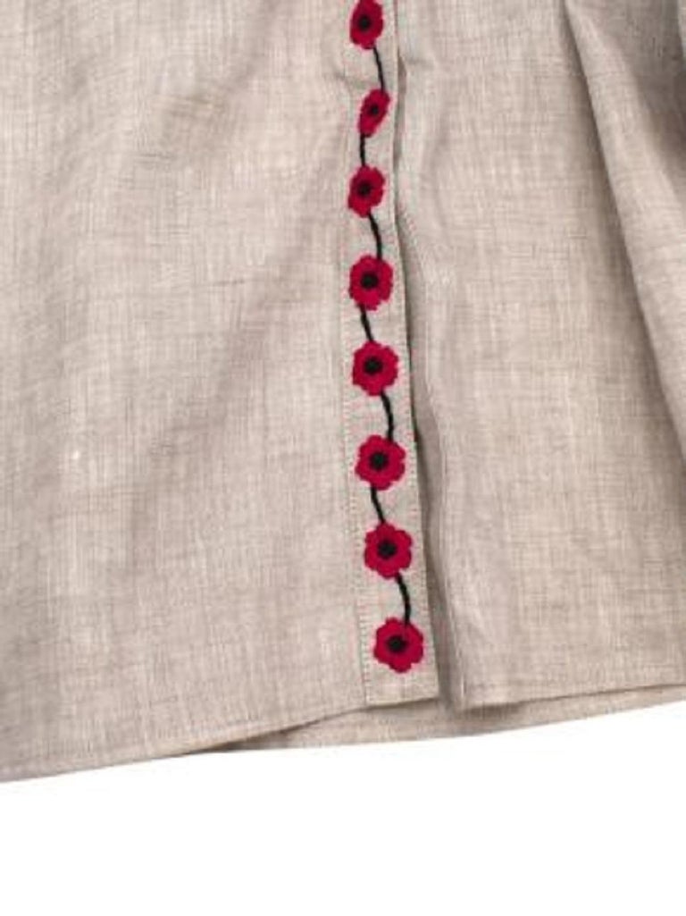 Vita Kin grey and pink linen embroidered dress For Sale at 1stDibs