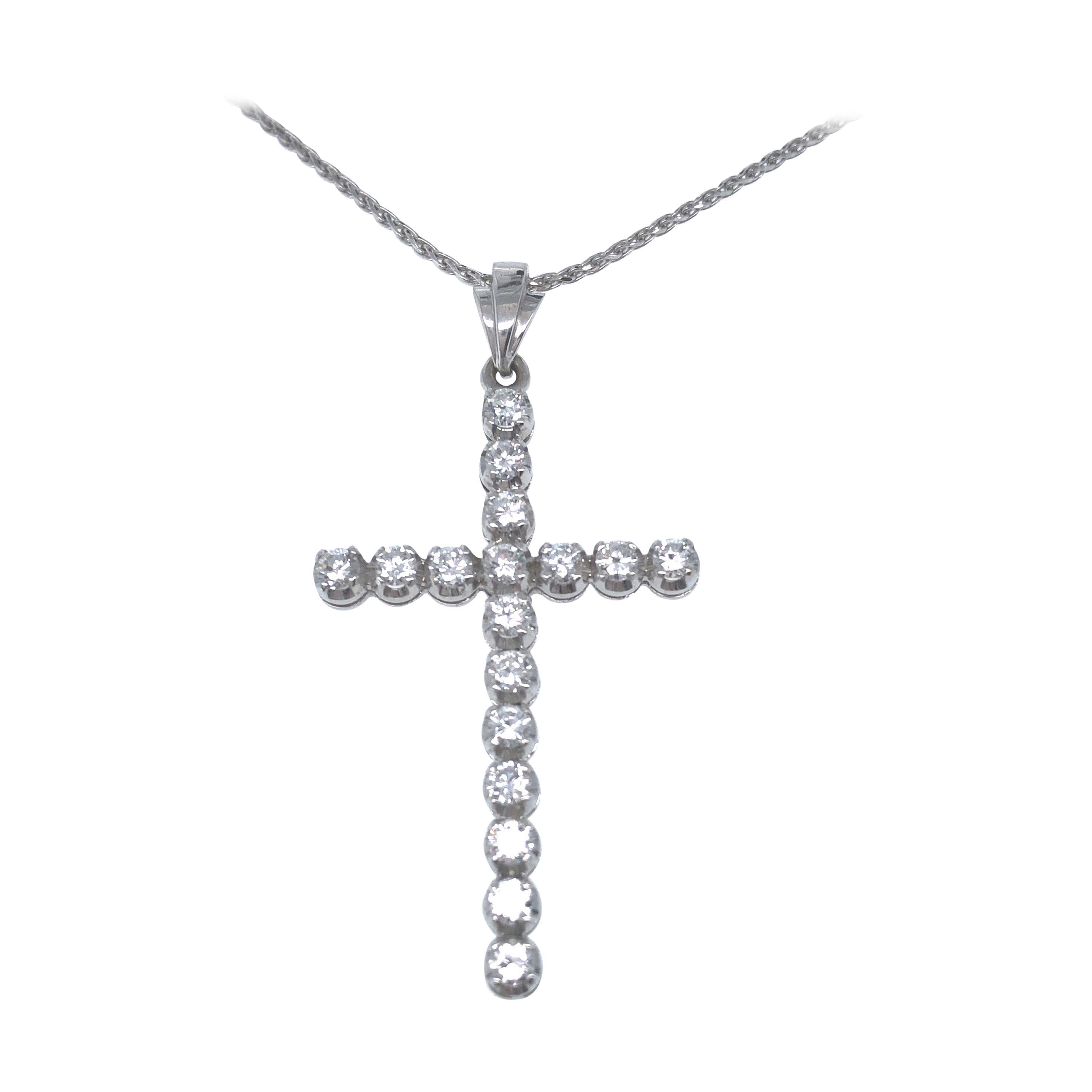 Amazing Sue Gragg White Gold and Diamond Cross Pendant on Black Cord at ...
