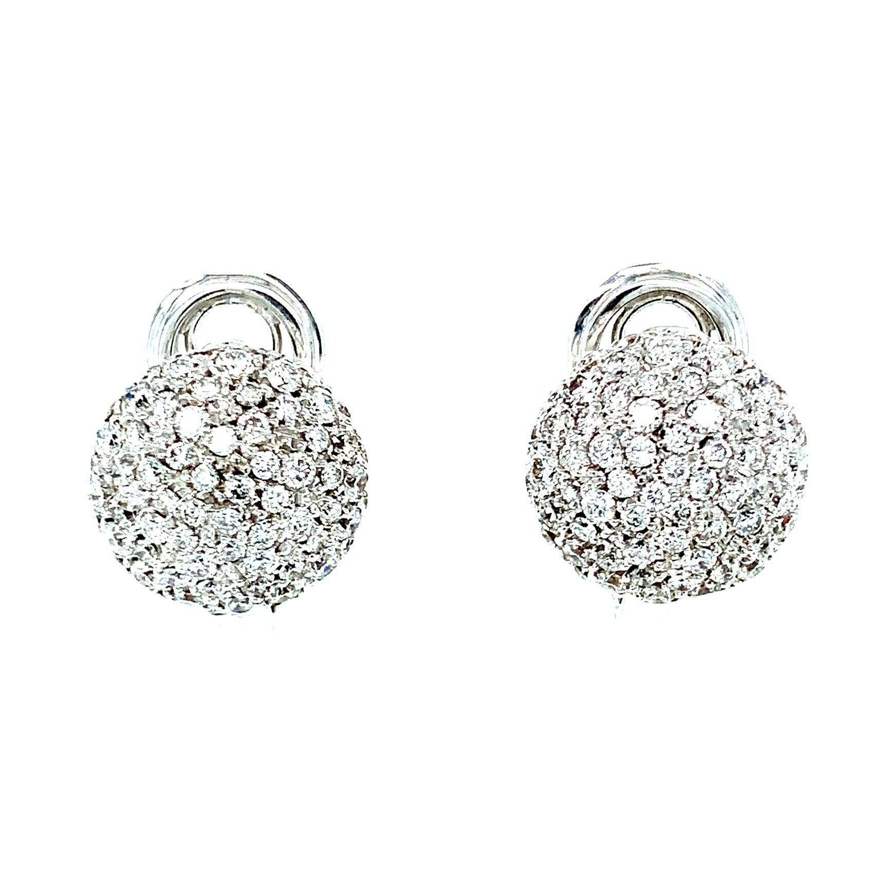 Diamond White Gold Round Drop Earrings For Sale at 1stDibs