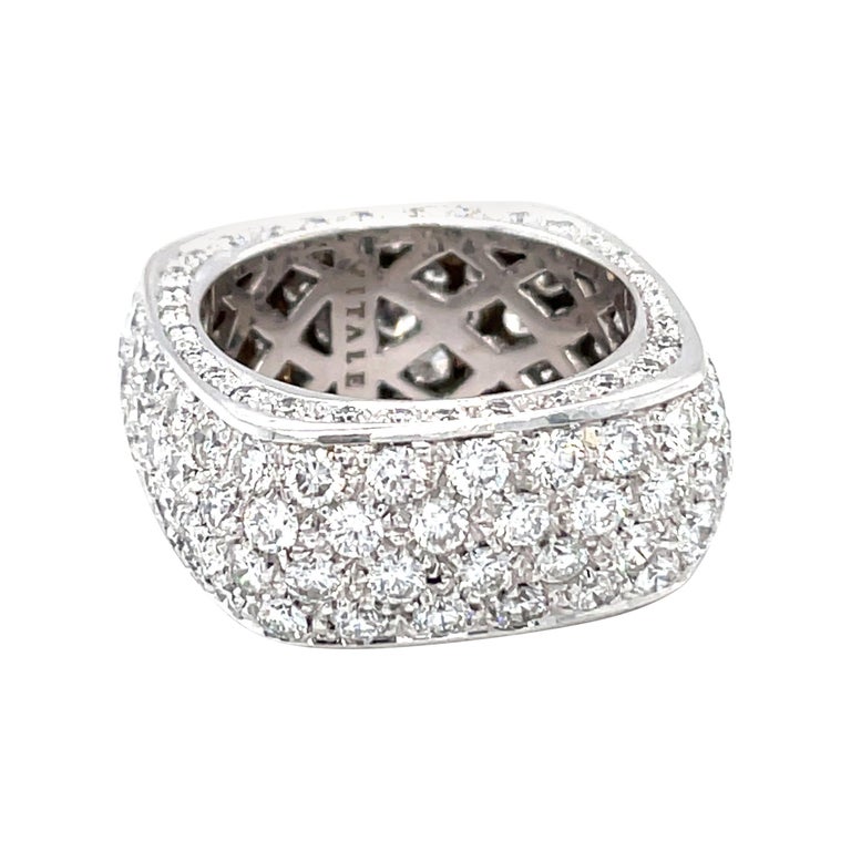 18 Karat White Gold Diamond Square Band Ring For Sale at 1stDibs