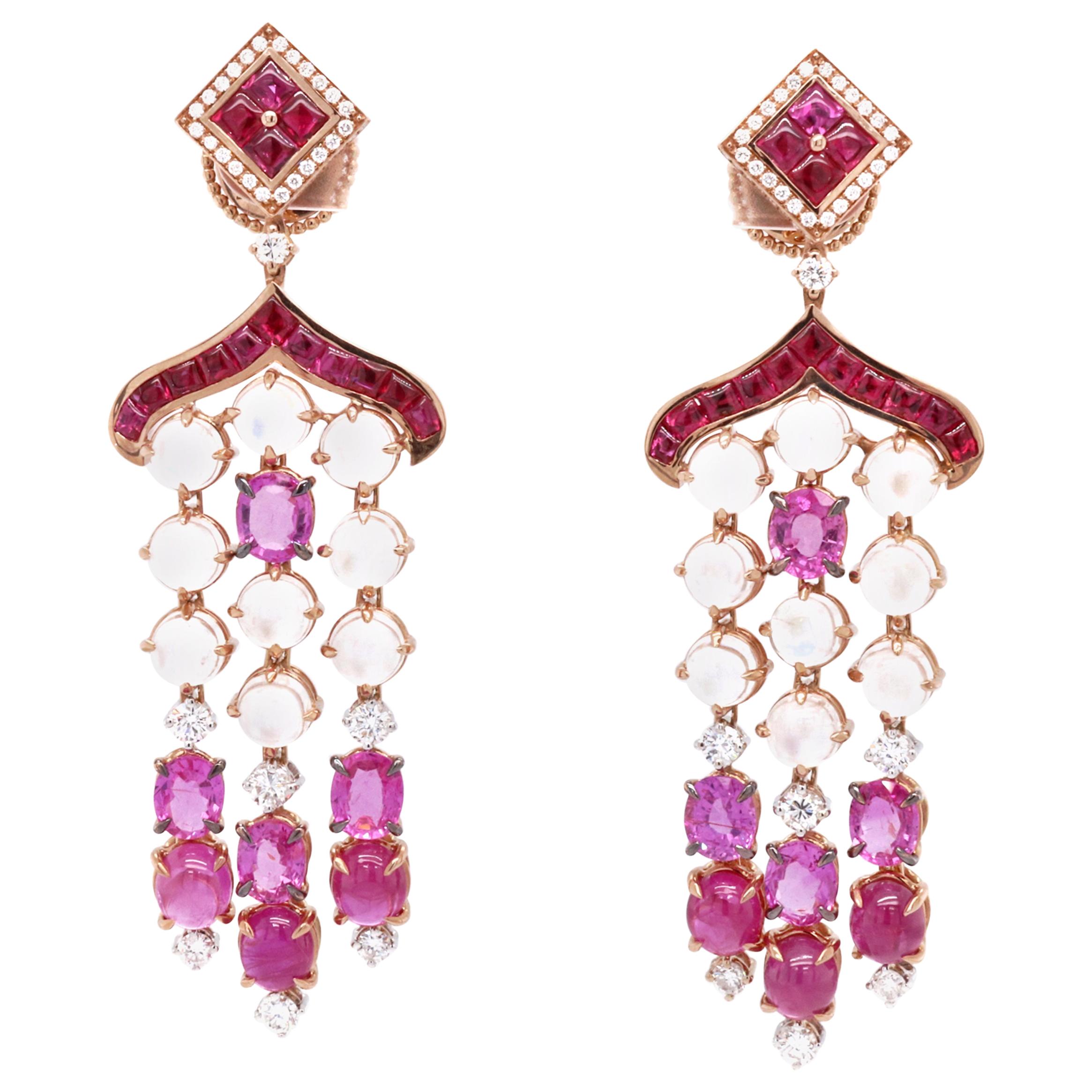 HARRY WINSTON Ruby Diamond Yellow Gold Earrings For Sale at 1stDibs