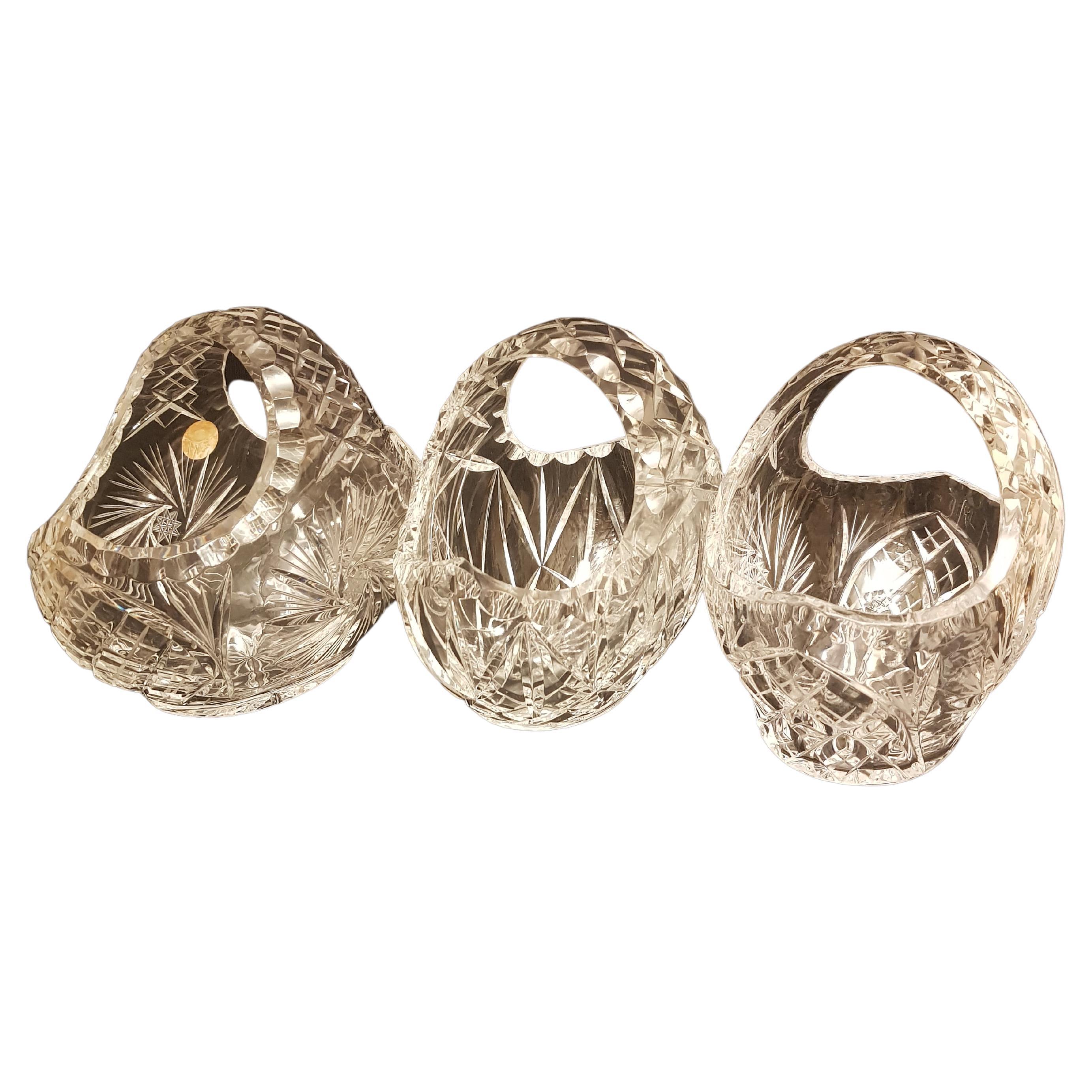 Vitange Bohemian Hand Cut Crystal Basket For Sale at 1stDibs