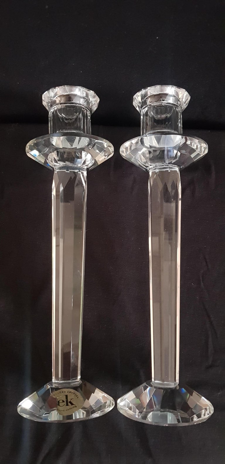 Vitange Brilliant Faceted Crystal Candle Holders For Sale at 1stDibs