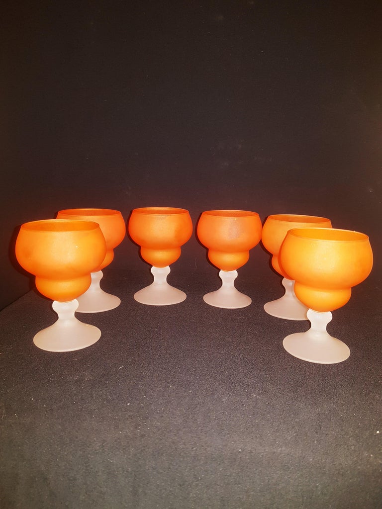 Middle of century frosted satin Italian glassware For Sale at 1stDibs