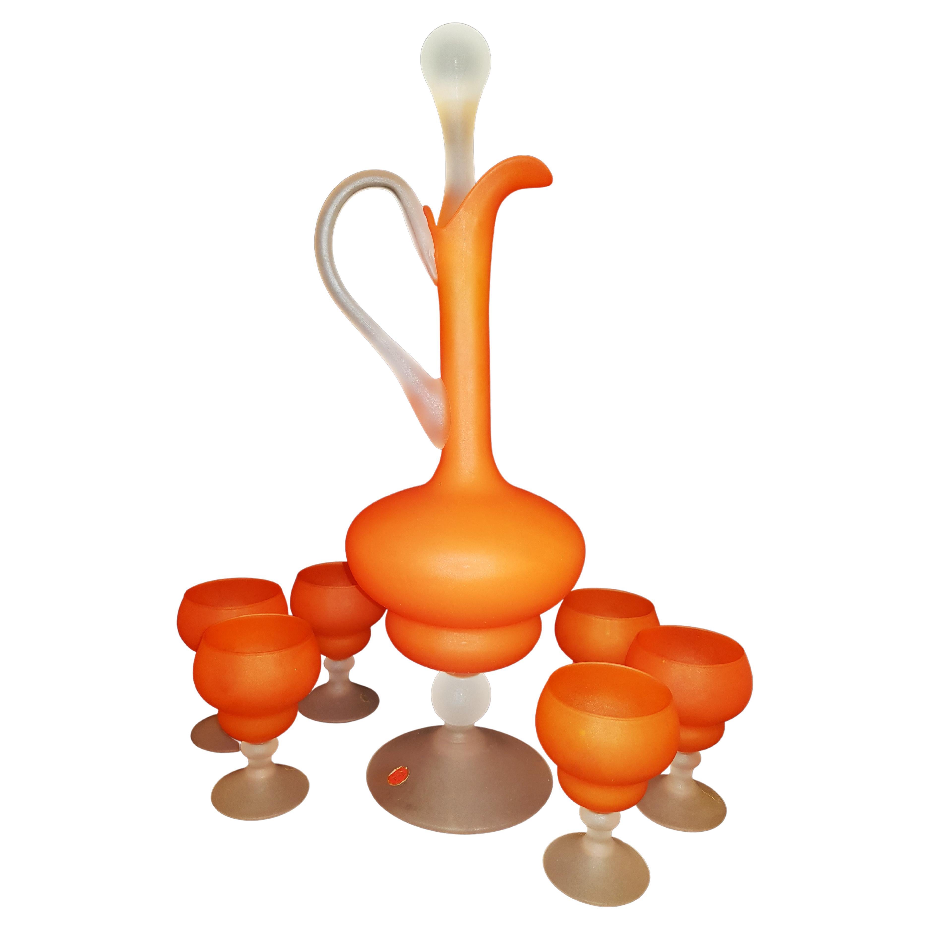 Middle of century frosted satin Italian glassware For Sale at 1stDibs