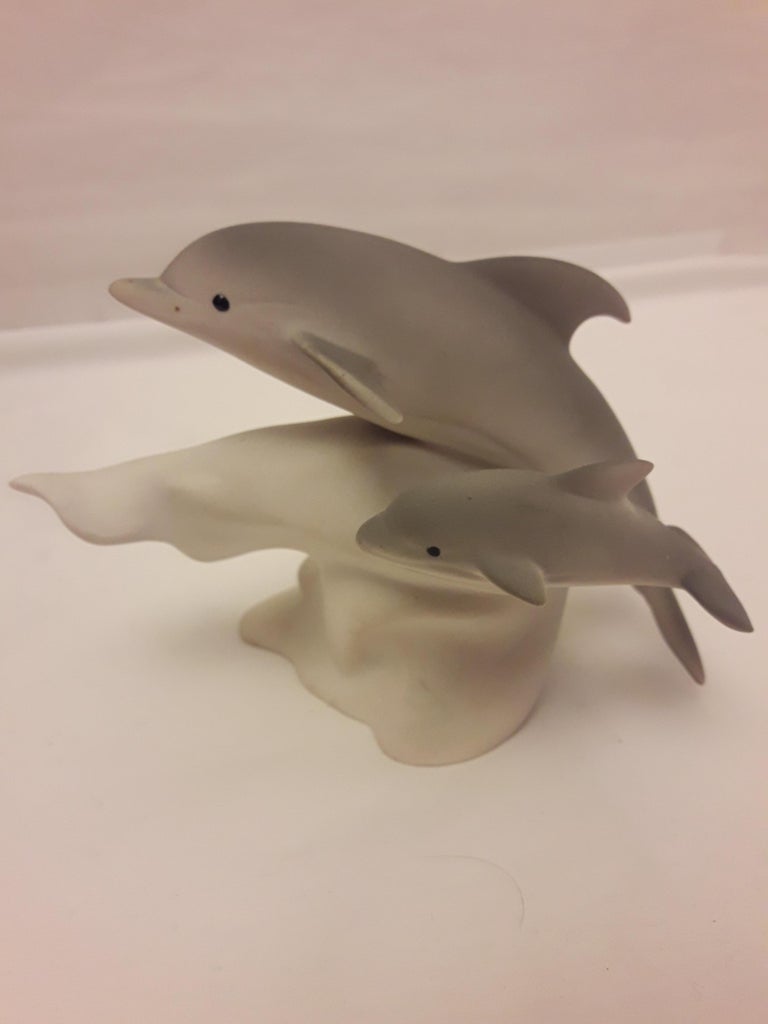 Vitange Highbank Porcelain Dolphine Sculpture For Sale at 1stDibs