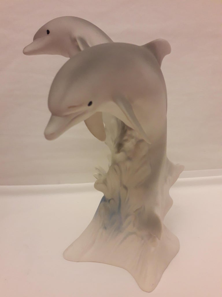 Vitange Highbank Porcelain Dolphine Sculpture For Sale at 1stDibs