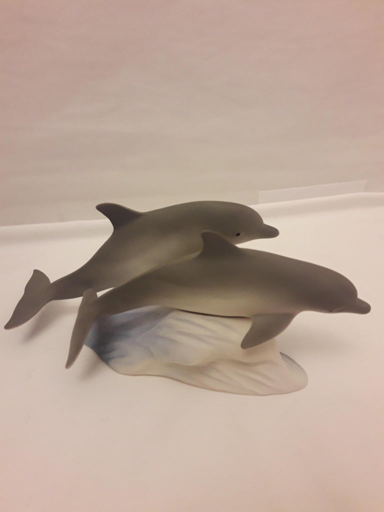 Vitange Highbank Porcelain Dolphine Sculpture For Sale at 1stDibs