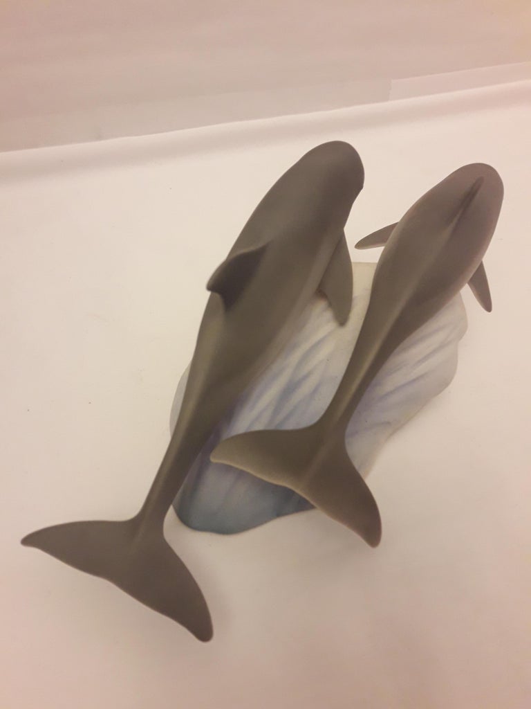 Vitange Highbank Porcelain Dolphine Sculpture For Sale at 1stDibs