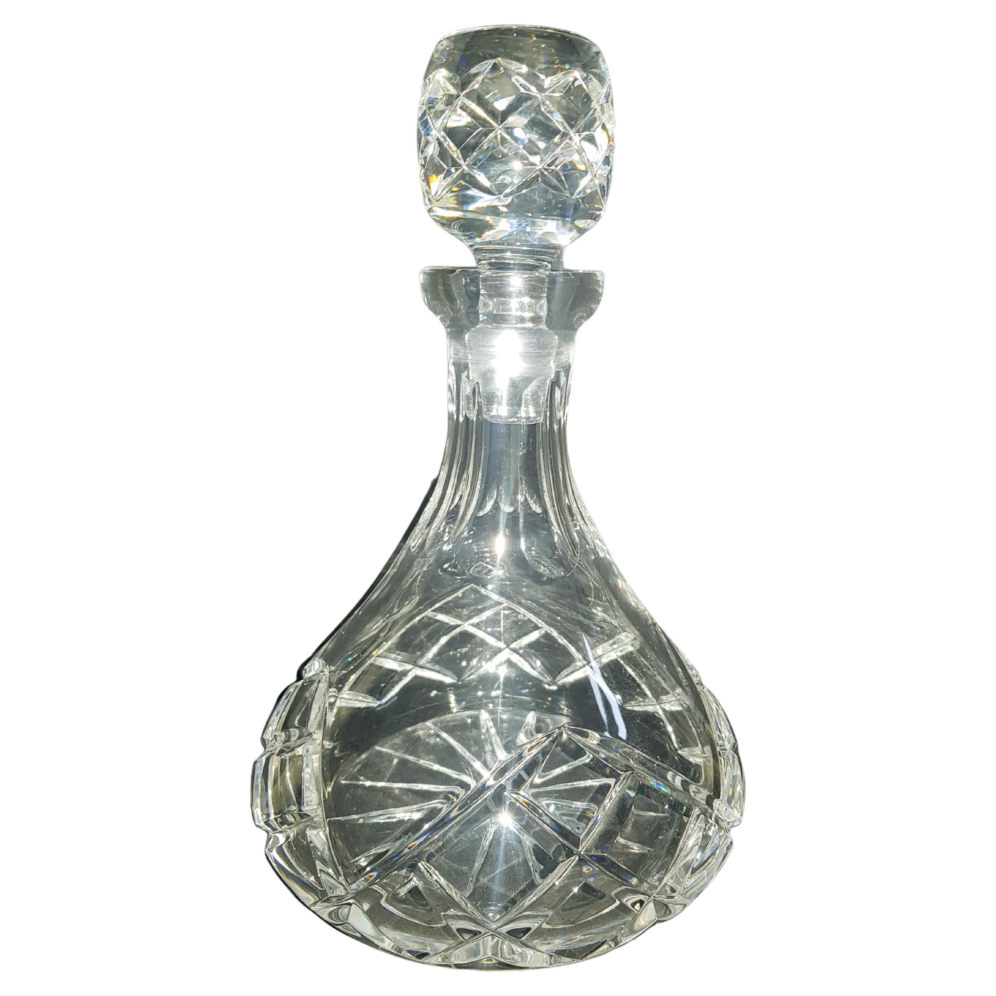 Vintage Italian Hand Cut Crystal Decanter For Sale at 1stDibs