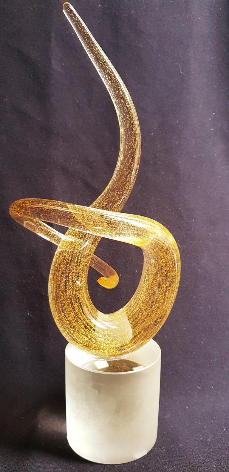 Vitange Murano Glass Abstract Sculpture with Gold Leaf Signed For Sale ...