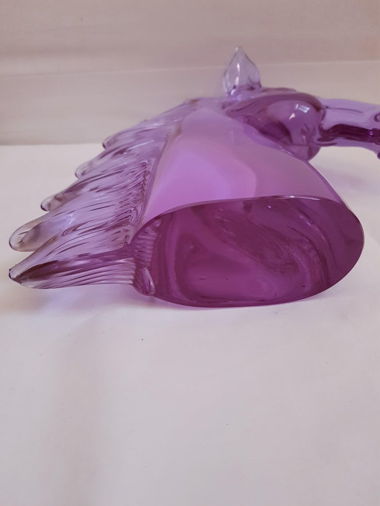 Large Murano Glass Alexandrite Neodymium Horse Head, Signed by Licio ...