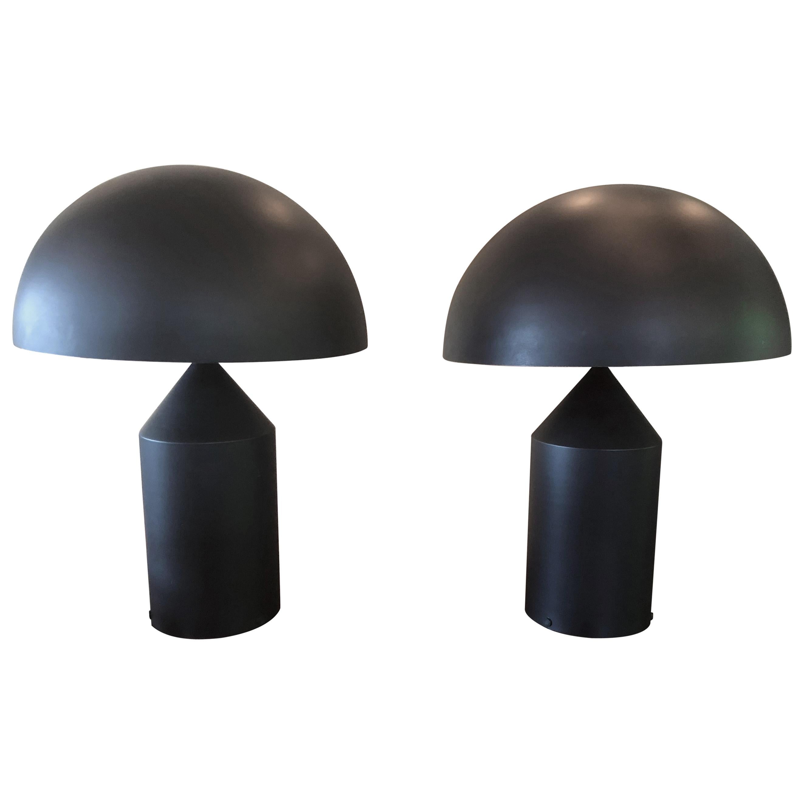 Magistretti Atollo Pair 1970s Black Aluminum Table Lamps For Sale at ...