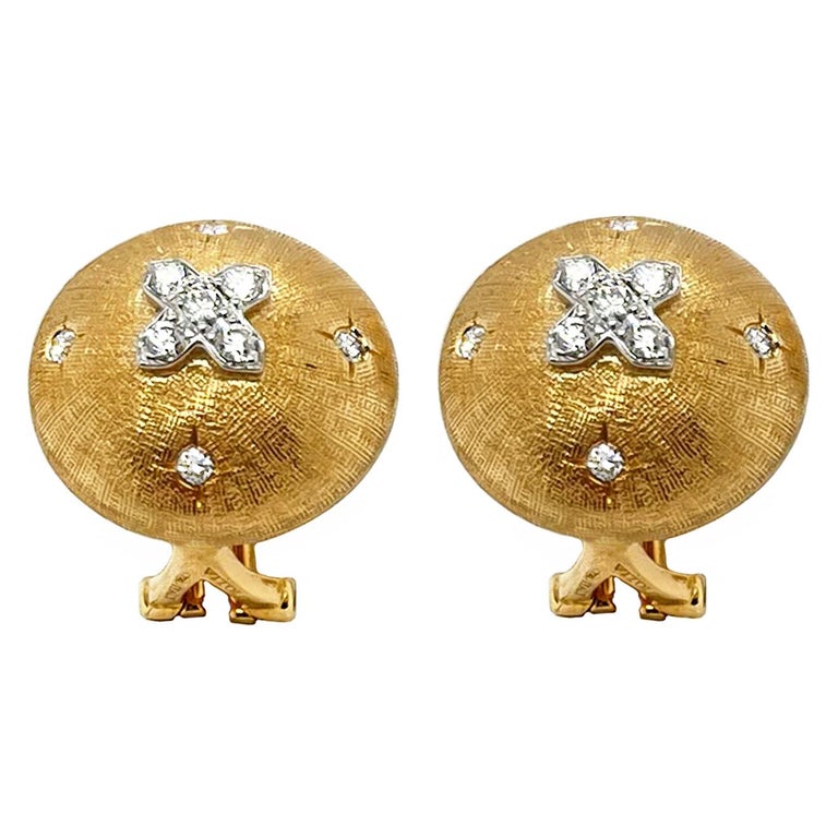 Vitolo Florentine Finish 18 Karat Gold Etruscan Style Earrings For Sale ...