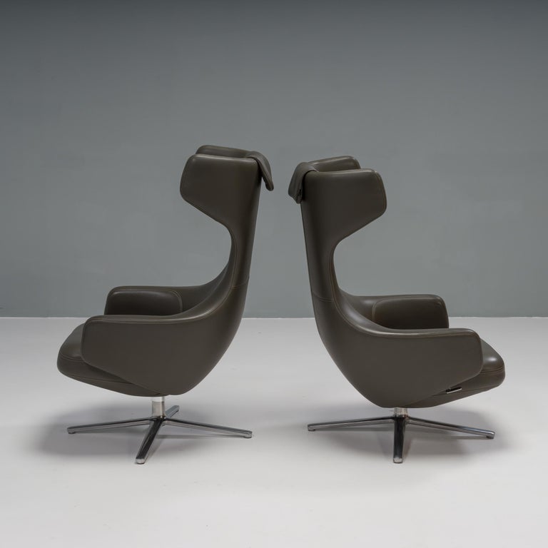 Vitra by Antonio Citterio Grand Repos and Ottoman in Umbra Grey Leather ...