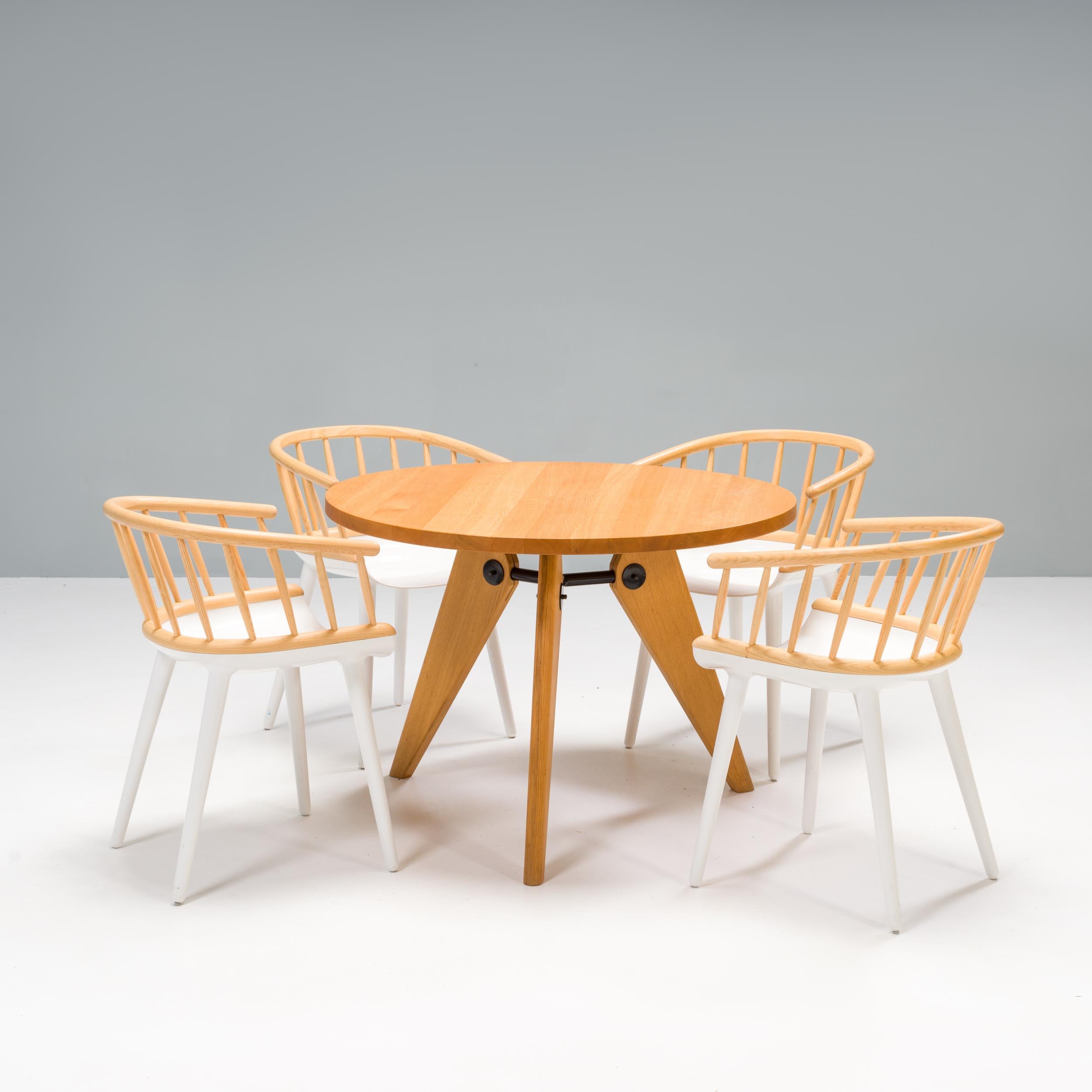 Vitra by Jean Prouvé Guéridon Oak Round Dining Table For Sale at 1stDibs