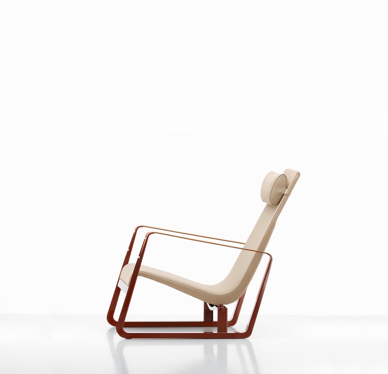 Vitra Cité Armchair in Beige Upholstery with Red Base by Jean Prouvé ...